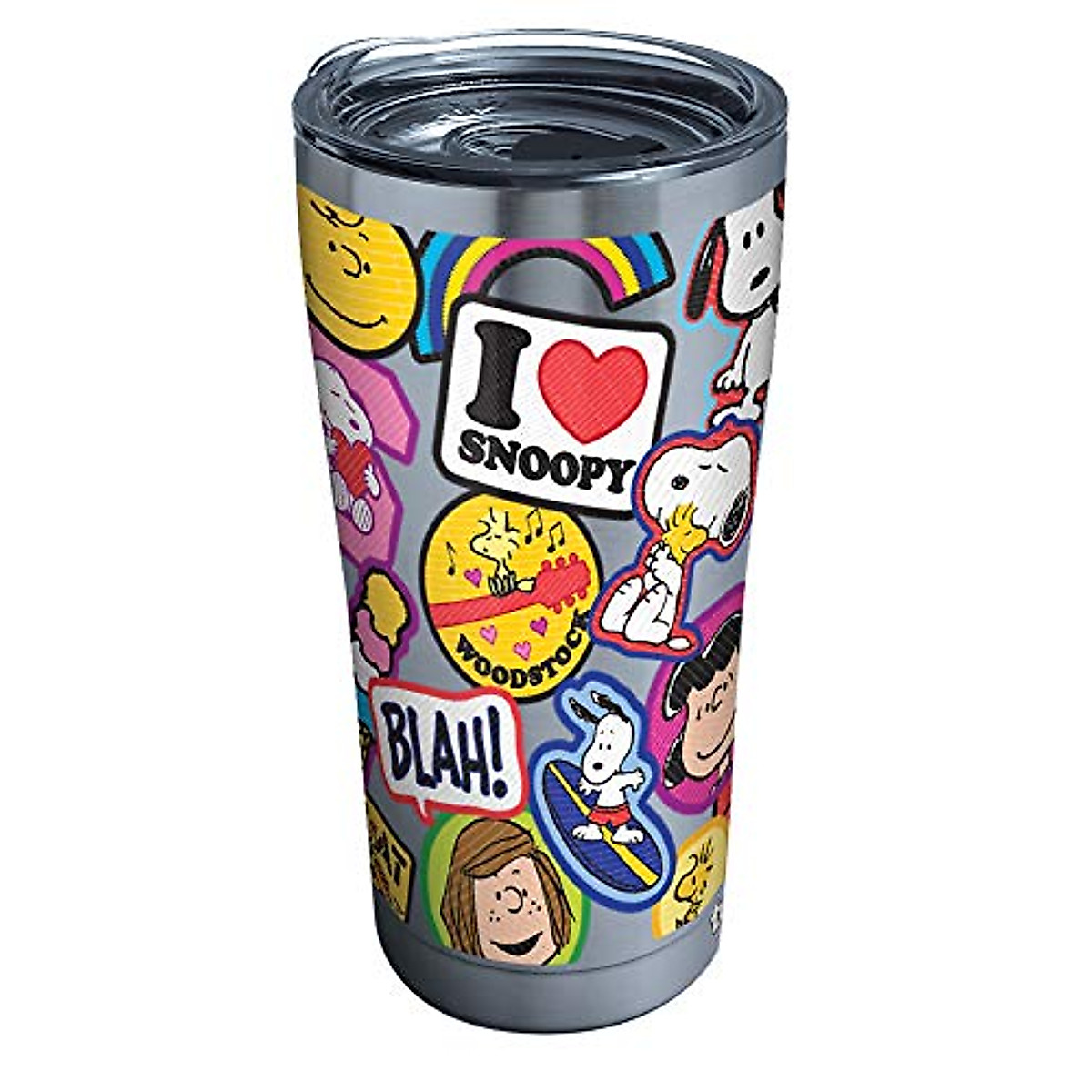Tervis Triple Walled Peanuts - Sticker Collage Insulated Tumbler Cup Keeps Drinks Cold & Hot, 20oz, Stainless Steel