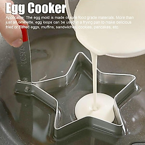 2PCS Cute Egg Rings, Pancake Mold Star Egg Rings Molds for Cooking Egg Shaper Mold Egg Molds for Griddle Egg Ring Mold Stainless Steel Egg Molds Egg Form for Breakfast