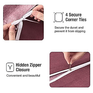 Lekesky Red Duvet Cover Queen, Soft Boho Aztec Striped Bohemian Bedding Duvet Cover Set with Zipper Closure Corner Ties (No Comforter)