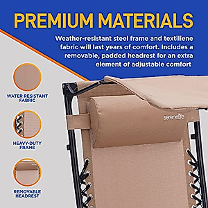 SereneLife Zero Gravity Lounge Chair, One Size, Cream