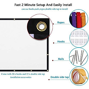 Mdbebbron 150 inch Projection Screen 16:9 Foldable Anti-Crease Portable Projector Movies Screen for Office Home Theater Outdoor Indoor Support Double Sided Projection Light…