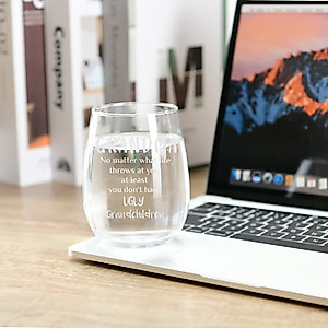 JERIO Grandma Gifts from Granddaughter,Gifts for Grandma 15oz Wine Glass,Christmas,Mothers Day,Thanksgiving, Birthday Gifts for Grandma