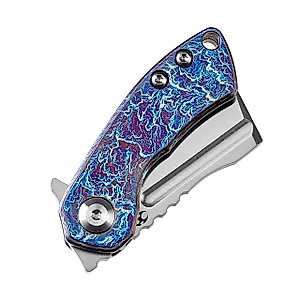KANSEPT Pocket Knives Mini Korvid Cleaver Mini Pocket Knife for Men Stain S35VN Blade Lightning Strike Anodized Titanium Handle,EDC Folding Knife, Flipper for Everyday Carry K3030A8