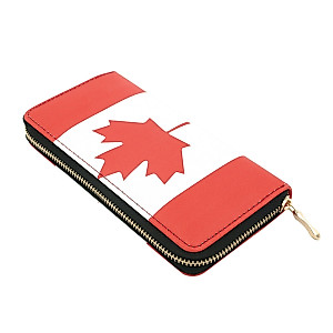 Premium World Country Flag City Print PU Leather Zip Around Wallet, Vintage UK