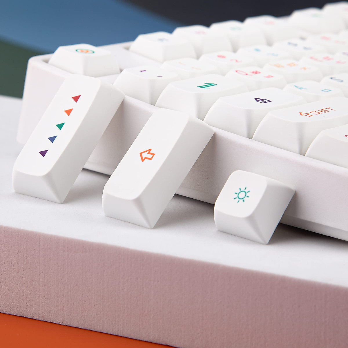 TOkey 127 Keys XDA Profile Custom PBT Dye Sublimation Keycaps Compatible with All Mechanical Gaming Keyboards for TTC Gateron Kailh Holy Panda Cherry MX Switches(Neon Lights with Korean)