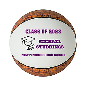 Personalized Custom Graduation 2024 Basketball Gift - Graduation Class of 2024 - Graduation Gift for Boy - Graduation Gift for Girl (Regulation Basketball, Puprle Text)