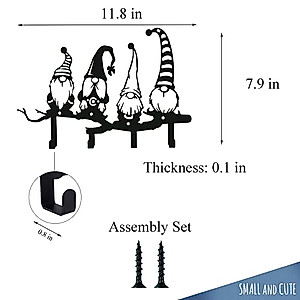 Gnome Gift Metal Key Holder for Wall Decorative, Gnome Key Rack Hanger Wall Mounted with 4 Hooks, Cute Gnome Décor for Entryway Key Cabinet Indoor Children Room