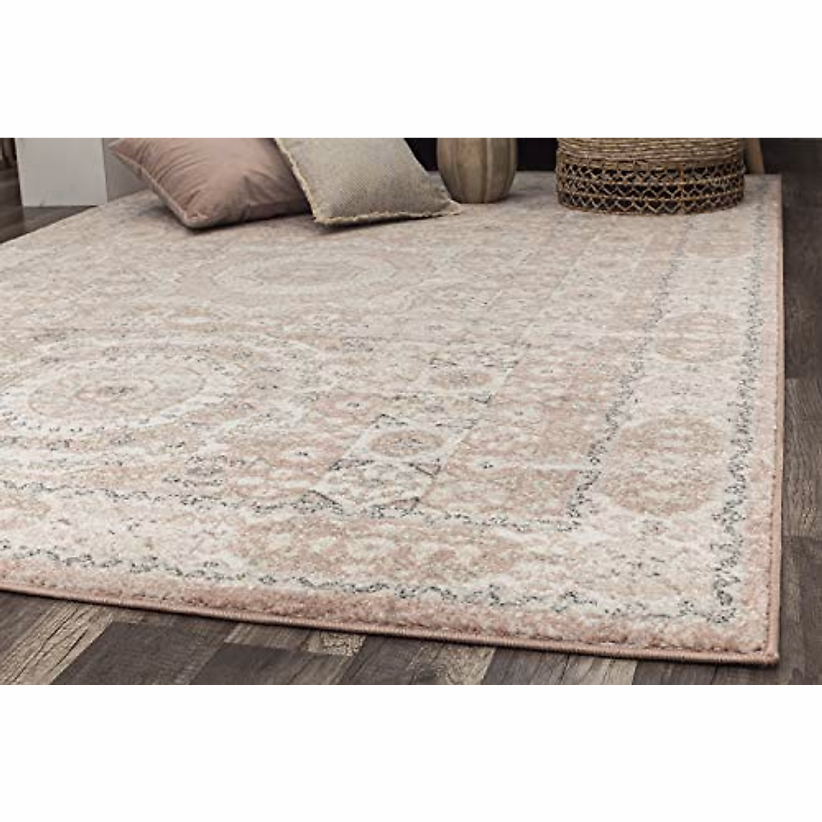 Rugs America Harper HY60A Pink Lemonade Transitional Vintage Area Rug, 5'x7'