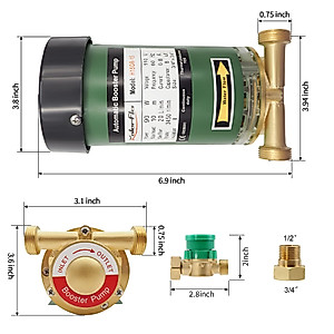 KOLERFLO 90W Water Pressure Booster Pump 115VAC,317 GPH,21.7 PSI Household Automatic Shower Booster Pump with Water Flow Switch for Home/Shower (H15GR-10)
