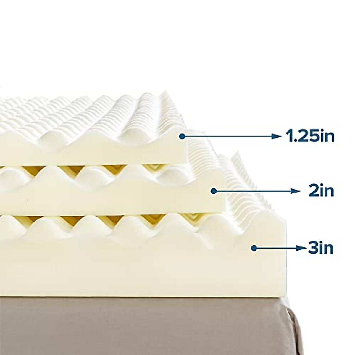 ZINUS 1.25 Inch Copper Cooling Memory Foam Mattress Topper with Airflow Design, Full, White