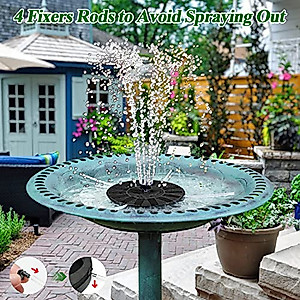 ZOLOCHEL Solar Fountain 100% Glass Covered, Solar Powered Hummingbird Water Fountain, Outdoor Bird Bath Fountain Pump with 8 Nozzles & 4 Fixers for Garden, Pond, Pool, Fish Tank Decoration