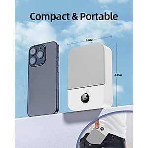 ASNUG Portable Neck Fan, 2000mAh Waist Clip Fan, USB Rechargeable Personal Fan with Lanyard, 3 Speed Adjustable, LED Display, Wearable Body Belt Fan for Kids Girls Women Men Outdoor Travel