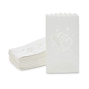 White Luminary Bags for Weddings and Party Decor (10 x 5.9 x 3.5 in, 60 Pack)