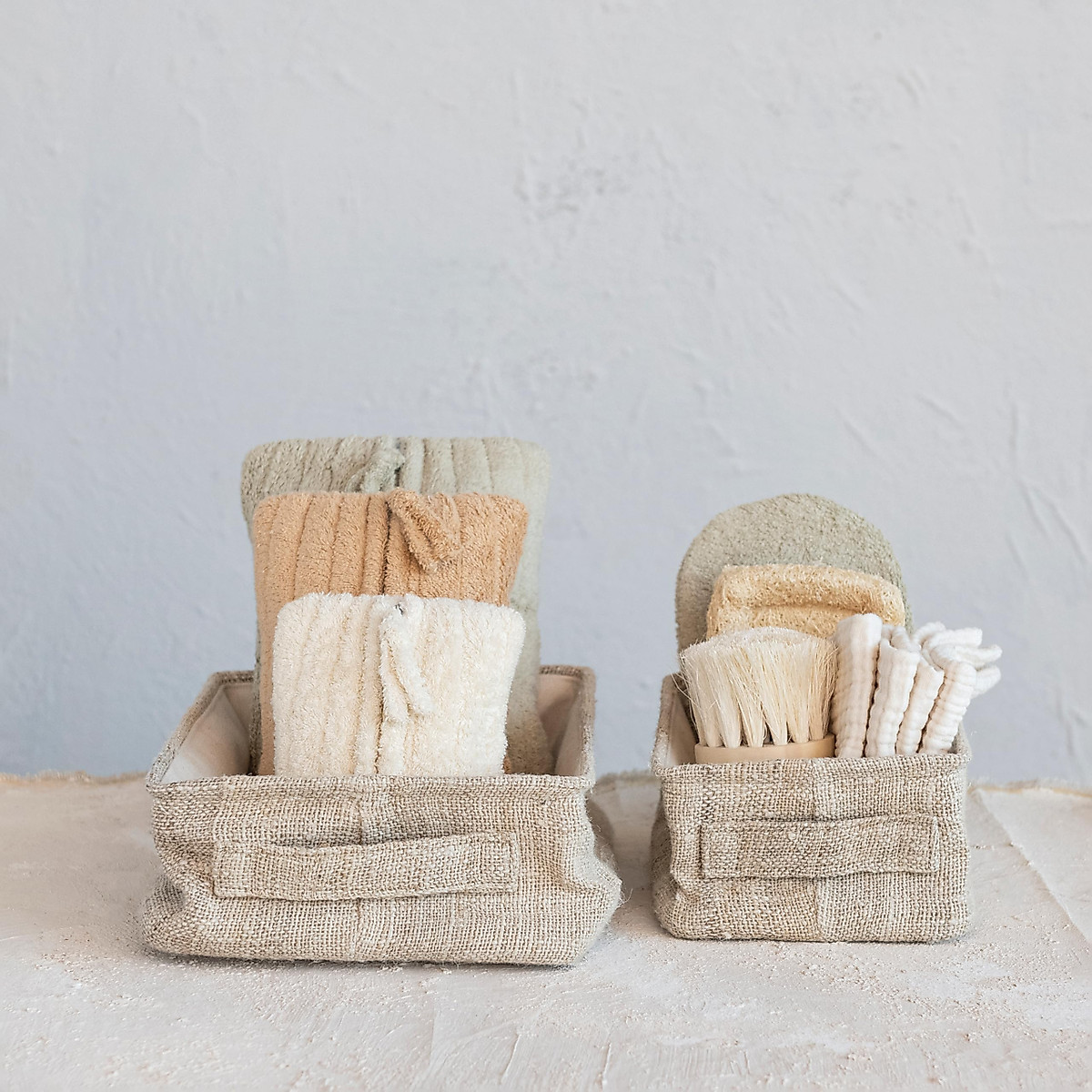 Creative Co-Op Rectangular Hemp Fiber and Metal Bin with Cotton Canvas Lining and Handle, Natural