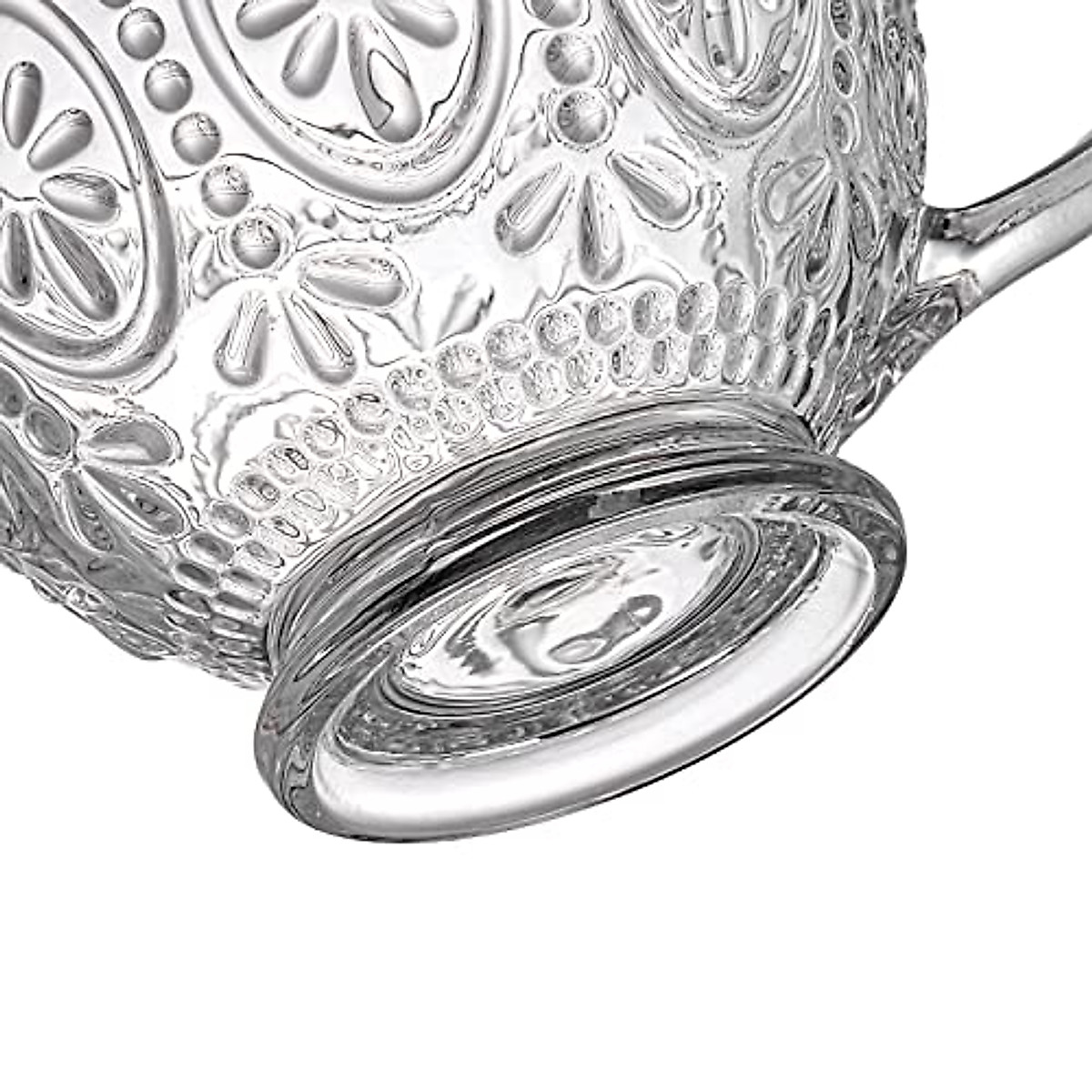 Bekith Set of 4 Glass Coffee Mugs 13 Ounces, Vintage Glass Coffee Mugs with Spoons, Clear Embossed Glass Cups Set for Cappuccino, Latte, Cereal, Yogurt, Tea, Beverage Hot/Cold