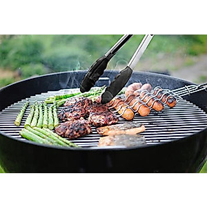 KIKitchen 14Pcs Black Kitchen Tongs, Tongs for Cooking with Silicone Tips 7Inch Serving Tongs Stainless Steel Locking Kitchen Tongs BBQ Grilling Tong for Salad, Grilling, Frying and Cooking