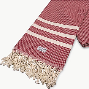 Agah Home Turkish Beach Towel - Large Beach Towel for Adults - Quick Dry Beach Towel for Bathroom - Sand Free Beach Towel for Vacation - Turkey Cute Cotton Beach Towel - 40' × 70' (Benek-Red)