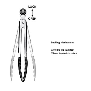 4 Pack Silicone Kitchen Cooking Tongs Set, Stainless Steel Nonstick Food Tong with BPA Free Silicone Tips for Serving Pasta Spaghetti Steak Pie Pizza Salad Vegetable Fruit Grilling BBQ Buffet 9" & 12"