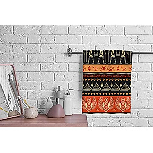 oFloral Egypt Tribal Bohemian Mandala Hand Towels Cotton Washcloths,Vintage Henna Tattoo Style Hieroglyphics Cat Red Black Soft Towels for Bathroom Kitchen Spa Gym Yoga Face Towel 15X30 Inch