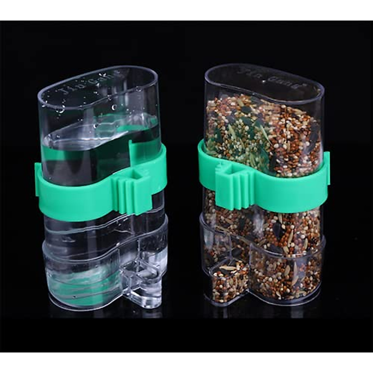 Clpoawc Bird Water Dispenser Outdoor No Mess Automatic Feeder,Parakeet Waterer for Cage,Food Container Bird Cage Accessories Hanging Outside for Lovebird Canary Finch Small Birds (2Pcs), Clear