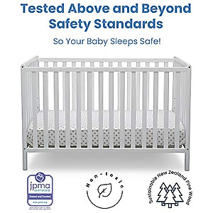 Delta Children Heartland 4-in-1 Convertible Crib, Bianca White + Delta Children Twinkle Galaxy Dual Sided Recycled Fiber Core Crib and Toddler Mattress (Bundle)