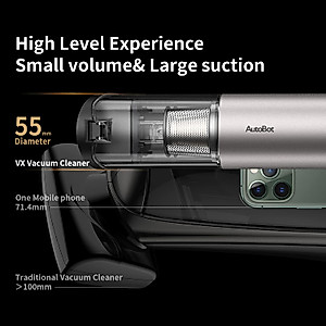 AutoBot Car Vacuum, VX 16,000Pa Handheld Vacuum Cleaner with Powerful Suction, Mini Hand Vacuum with 30 Mins Runtime & 100 ML Dustcup, Portable Hand Held Vacuum with Single Touch Empty