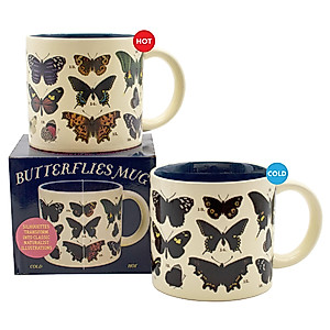 The Unemployed Philosophers Guild Butterfly Color Changing Heat Transforming Mug - Hot Coffee Reveals 18 Butterflies in Beautiful Colorful Detail, Comes in a Fun Box, 14oz.