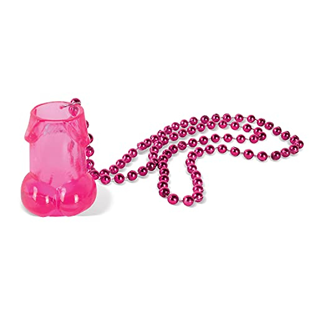 Beistle 6 Piece Novelty Beaded Necklaces with 1 Ounce Wille Shot Glasses Bachelorette Party Supplies, 33", Pink