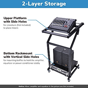 AW 9UX DJ Mixer Stand Rack Mount Stage Cart Audio Rack Music Equipment Studio Party Show