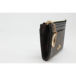 Coach Signature C Mini Skinny ID and Coin Case with Attached Key Ring (Brown/Black/Gold)