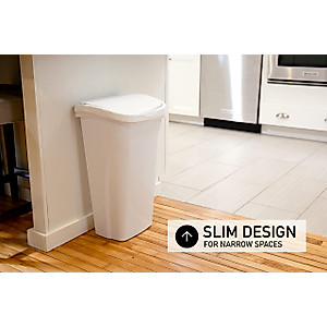 United Solutions 10 Gal/40 Qt Space-Efficient Kitchen Trash Can with Dual Swing Lid, (Pack of 2), Waste Basket Fits in Narrow Spaces and Perfect for Commercial Offices, Home Office, Dorm, White