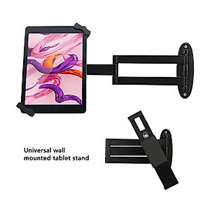 WeSTRUGGLE Tablet Wall Mount, Adjustable Arm Swivel, Anti-Theft Security Lock & Key, Foldable, 360 Rotating, Black