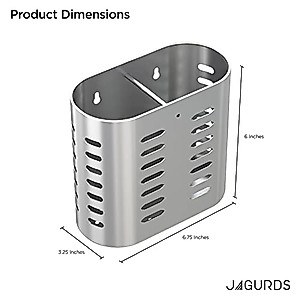 JAGURDS Stainless Steel Kitchen Utensil Holder for Countertop - Spoon and Fork Holder Silverware Caddy - Hanging Utensil Holder (1 pc - Stainless Steel Mirror Finish)