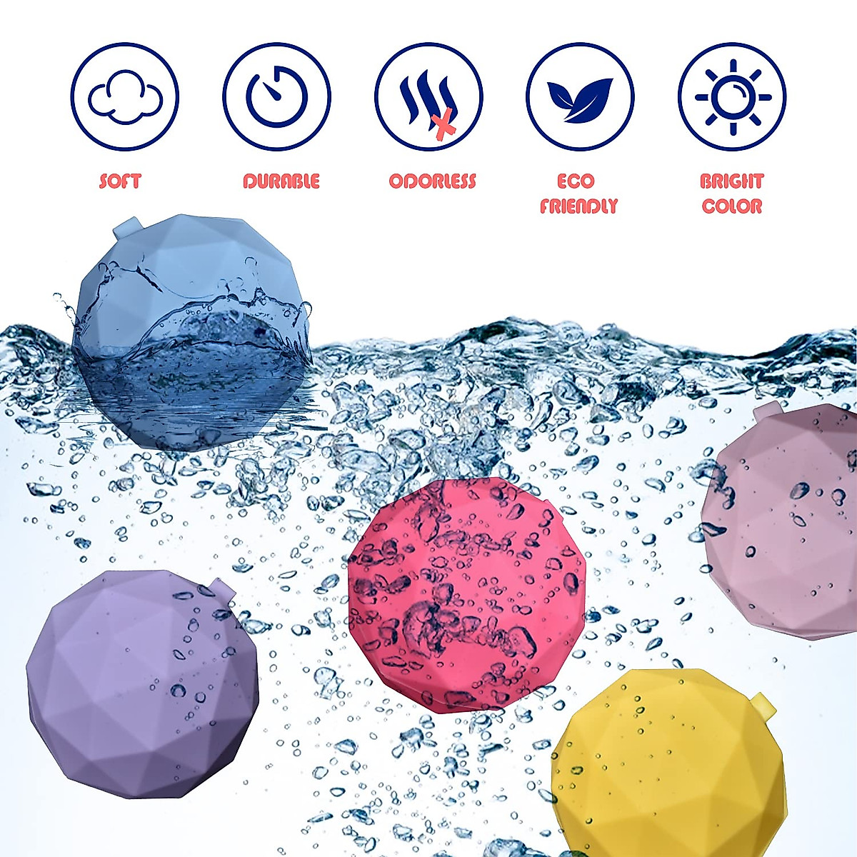12pack Reusable Water Balloons Quick Fill Silicone Self-Sealing Water Ball, Water Toys for Summer Party Outdoor Pool Garden, 12 Pack