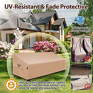 QH.HOME Outdoor Patio Couch Cover Waterproof 900D Heavy Duty Strong Tear Resistance - 3 Seater Outdoor Bench Sofa Cover UV Resistant Fade, Lawn Patio Furniture Covers with Air Vent 78"W x 42"D x 32"H