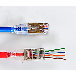 Platinum Connector RJ45 Cat6a/6 FTP snap in clips with Boots (50 count each) - pass through makes connector assembly much easier and less prone to miss-wiring
