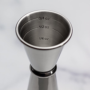 The Art of Craft Japanese Jigger: 1oz 2oz Stainless Steel Double Cocktail Jigger with Measurements Inside – Measuring Tool for Bartenders (6-Pack)