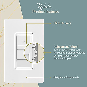 TOPGREENER Digital Dimmer Light Switch for 200W Dimmable LED/CFL Lights, Single Pole Led Slide Dimmer Switch, Neutral Wire Not Required, UL Listed, TGDS1-W, White,1 Pack