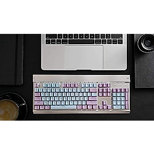 Better Livin 104 Doubleshot, ANSI Layout, OEM Profile, Cherry MX keycaps, Translucent Backlit Compatible Gaming Keyboard keycaps for 61/87/104 Keyboards (Purple-Blue)