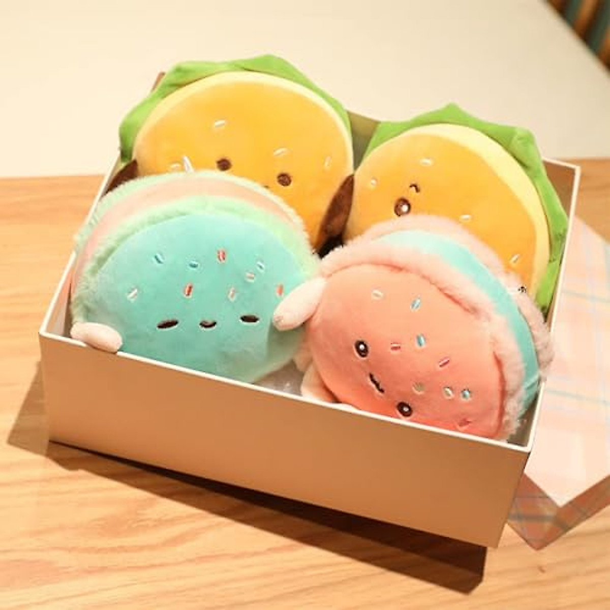 Goylmc Hamburger Plush Toy - Hamburger Stuffed Toys - Cute Food Plush Pillow - Room Decor Holiday Birthday for Kids Boys Girls (6")