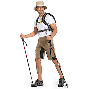 Hiauspor Men's Hiking Cargo Shorts Lightweight Quick Dry Stretch Casual Shorts for Golf Fishing Tactical Outdoor Bike Shorts (Khaki, X-Large)