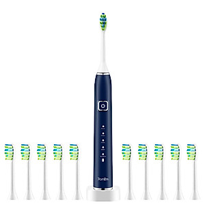 7AM2M Rechargeable Sonic Electric Toothbrush AM100 Package with 10 Brush Heads