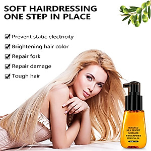 Frizzy Hair Serum - Morocco Silk Bright Anti-Frizz Serum for Smooth, Shiny Hair, Frizz-Free Smoothing with Natural Oils for Dry, Curly, Wavy, Damaged Hair (2Pcs)
