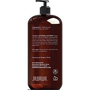Brooklyn Botany Grapeseed Oil for Skin, Hair and Face – 100% Pure and Natural Body Oil and Hair Oil - Carrier Oil for Essential Oils, Aromatherapy and Massage Oil – 16 fl Oz