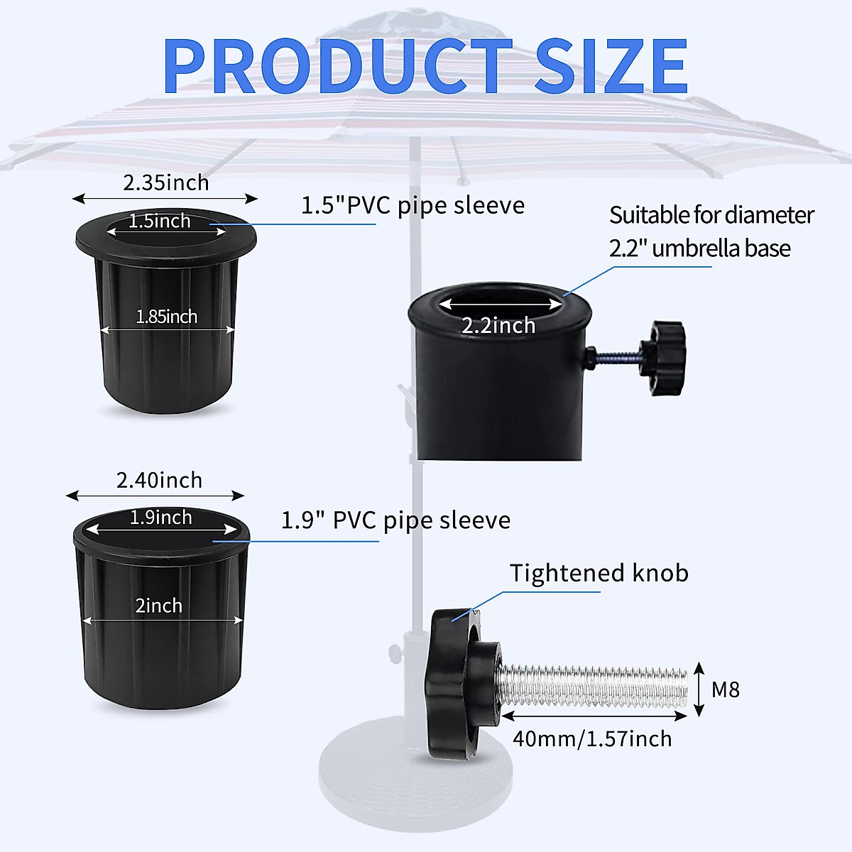 AQEENURA 8 Pieces Patio Umbrella Replacement Parts Kit Patio Table Umbrella Hole Ring Plug Cover and Cap Umbrella Stand Base Screw Umbrella Pole Cap (8PCS)