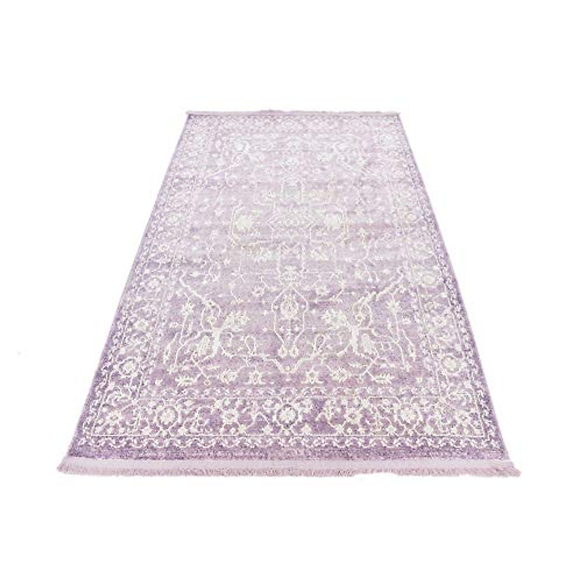 Unique Loom Traditional Classic Intricate Design Distressed Vintage Detail, Area Rug, 4 ft x 6 ft, Purple/Ivory