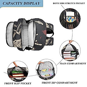 Glaphy Rock Music with Skulls Guitar Backpack School Bag Lightweight Laptop Backpack Student Travel Daypack with Reflective Stripes