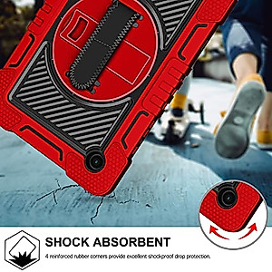 Tablet PC Case Shockproof Durable Protective Cover Durable 360 Degree Rotating Bracket Case Compatible with Samsung Galaxy Tab A8 10.5-Inch 2021 (SM-X200/X205/X207) Protective Cover (Color : Red+Blac