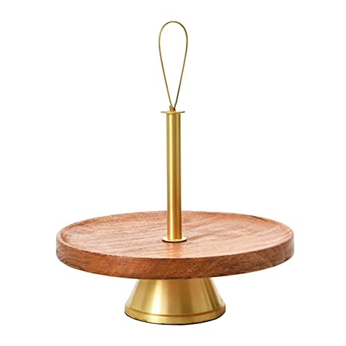 Creative Co-Op Elegant Modern, Cake Desert Serve Ware Stand, Natural & Gold Tiered Tray, Natural and Gold