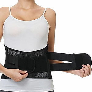 NeoTech Care Adjustable Double Pull Lumbar Brace/Lower Back Belt, Black, Size S